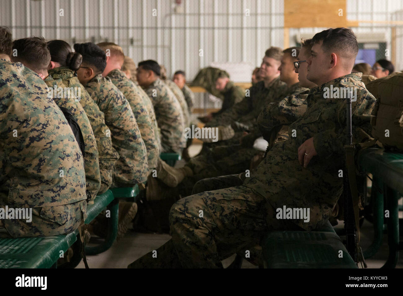 U.S. Marines with Marine Wing Squadron 271 are briefed in preparation ...
