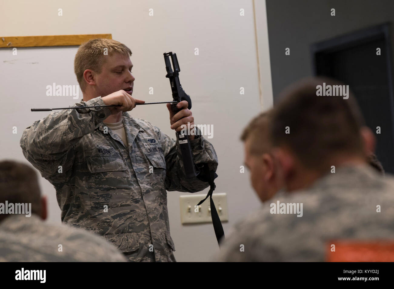 U.S. Air Force Staff Sgt, Corey Wilson, a a Combat Arms Training and ...