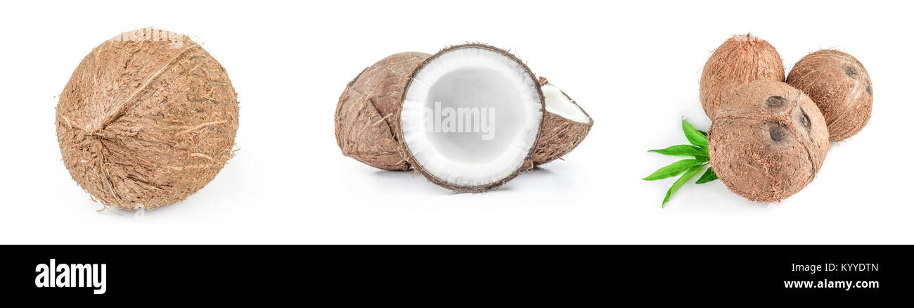 Set of coconut on a isolated white background Stock Photo - Alamy