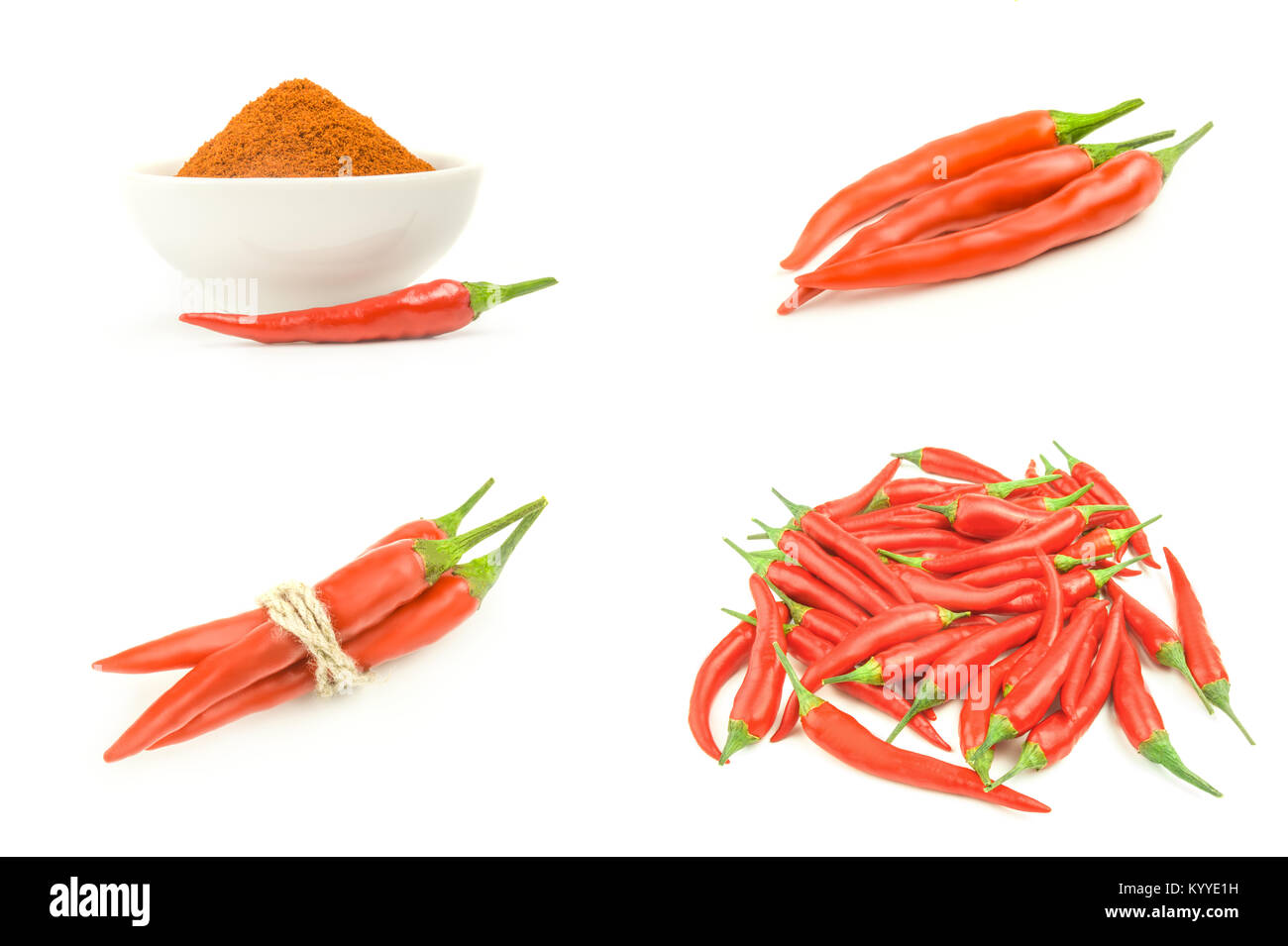 Collage of spur pepper close-up isolated on white background Stock ...