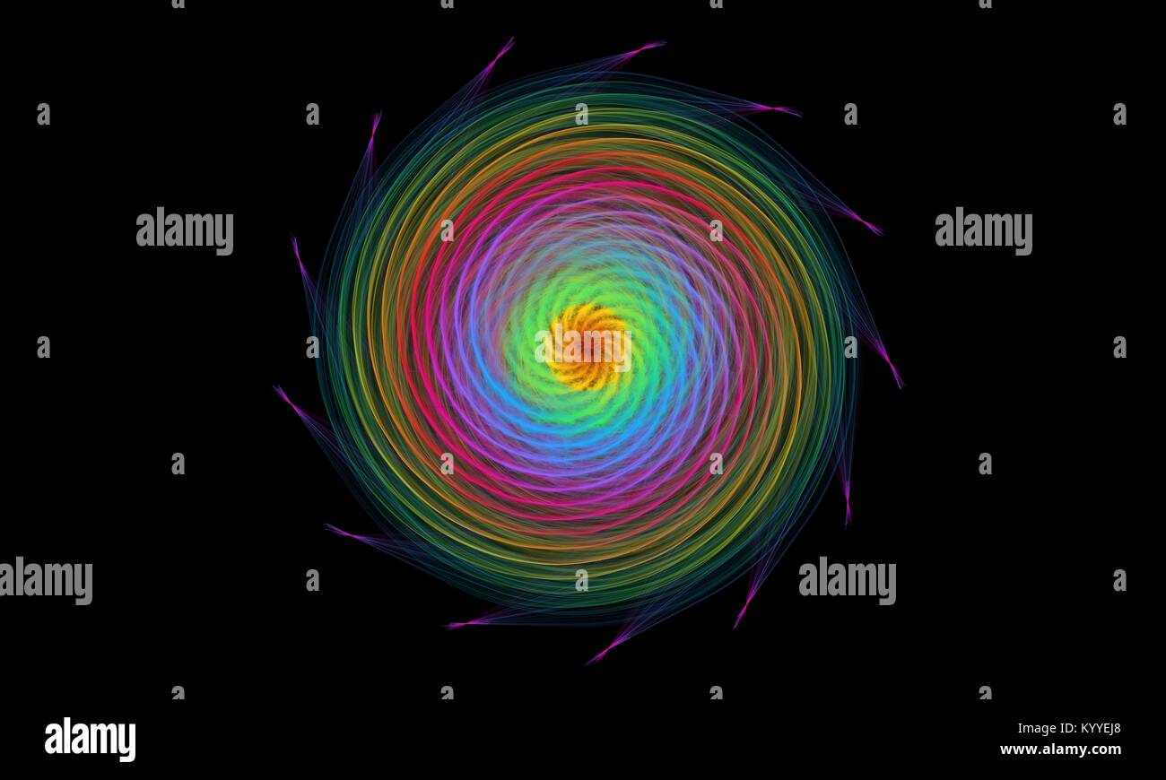 Colorful fusion spectrum circle on black background. Flame spiral ...