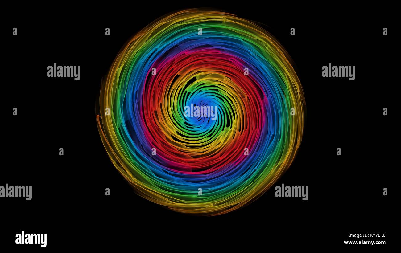 Colorful fusion spectrum circle on black background. Flame spiral ...