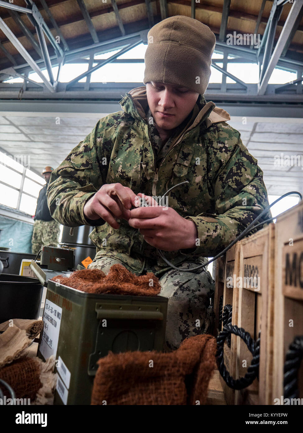 U.S. Navy Construction Mechanic 3rd Class Lucas Jackson, assigned to ...
