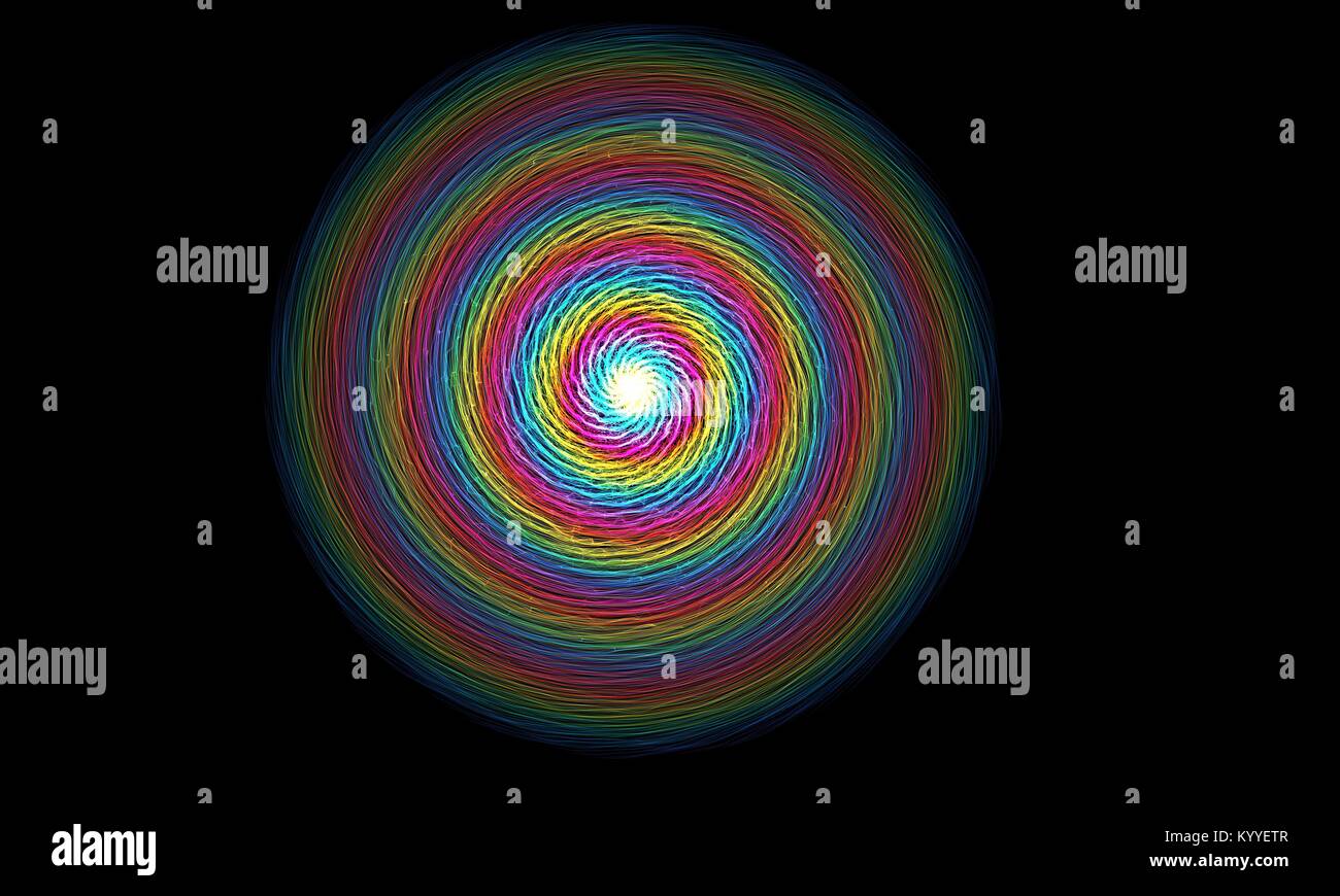 Colorful fusion spectrum circle on black background. Flame spiral ...