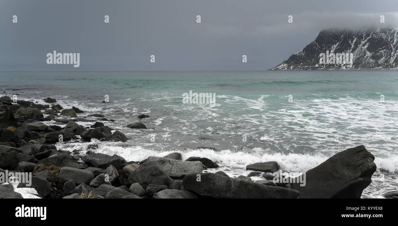 Rock in the surf on the coast of norway hi-res stock photography and ...