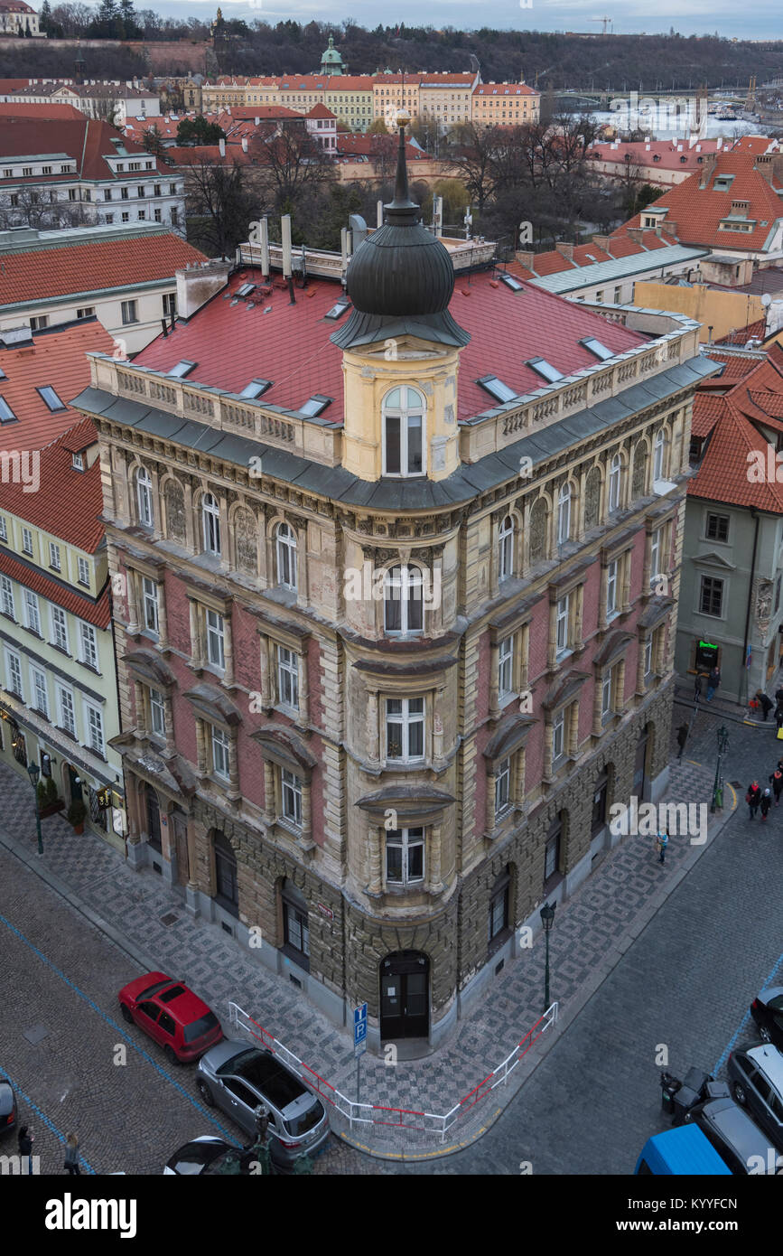 City viewed from Lesser Town Bridge Tower, Lesser Town, Prague, Czech ...