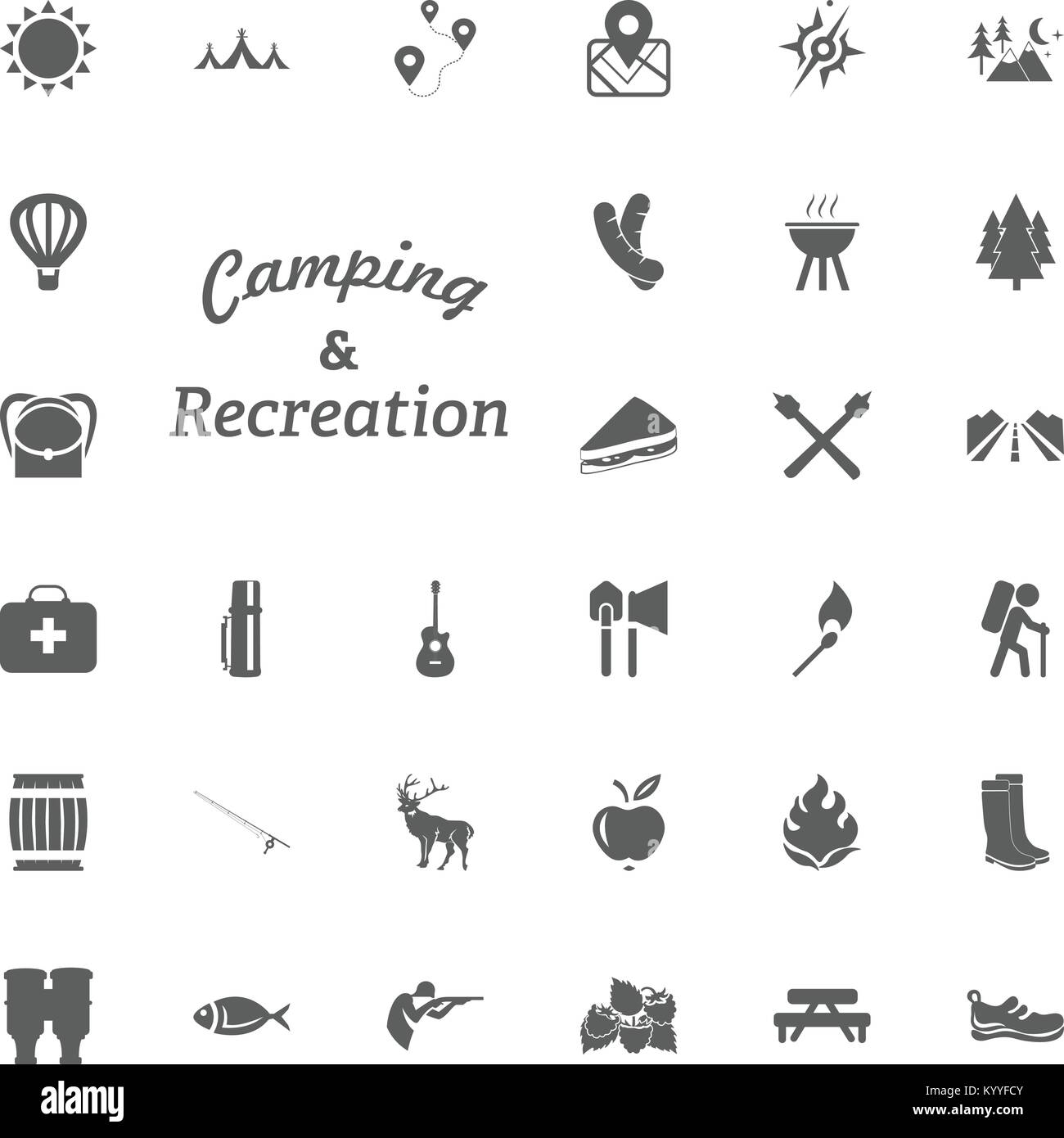 Camping and Recreation letter icon. Camping and outdoor recreation ...