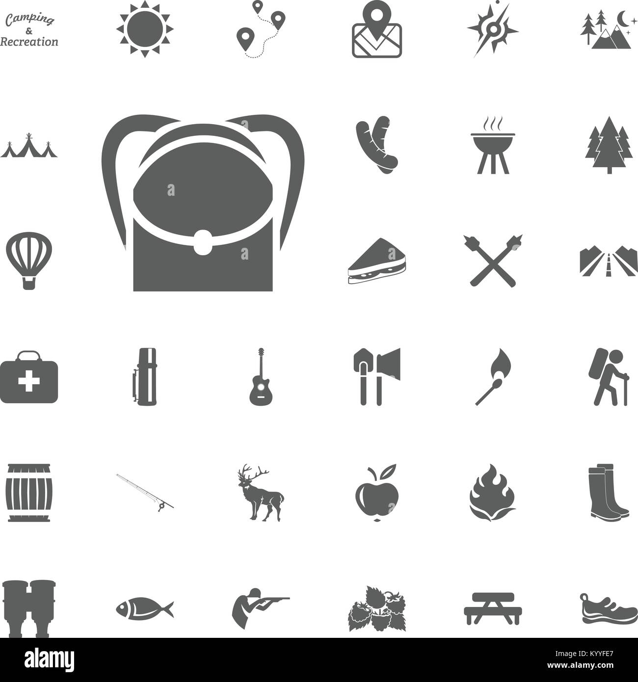 Backpack icon. Camping and outdoor recreation icons set Stock Vector ...