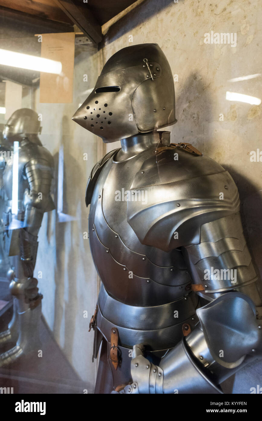Close-up of Suit of armor in museum, Golden Lane, Prague, Czech ...