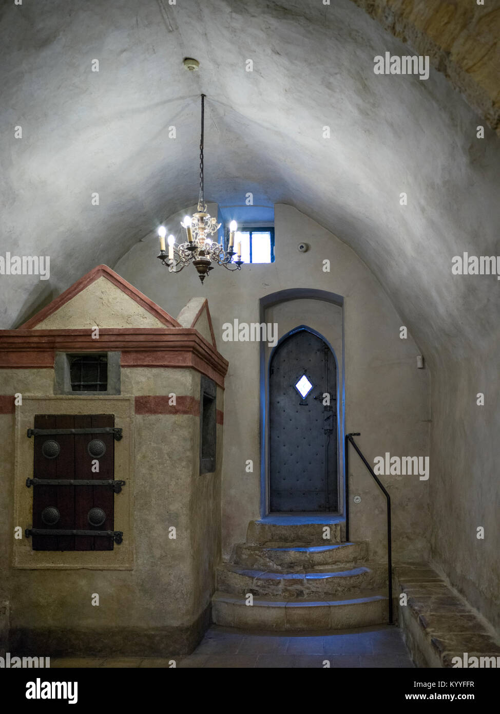Interior view of a door of Old New synagogue, Prague, Czech Republic ...