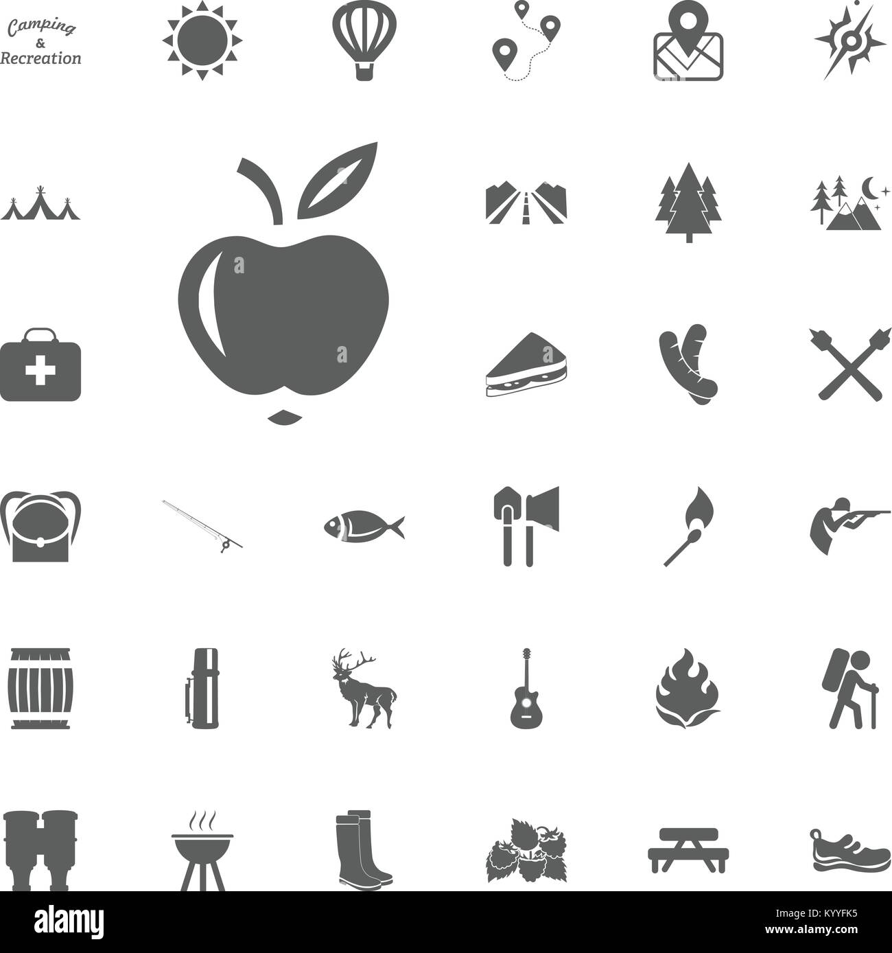 Apple icon. Camping and outdoor recreation icons set Stock Vector Image ...