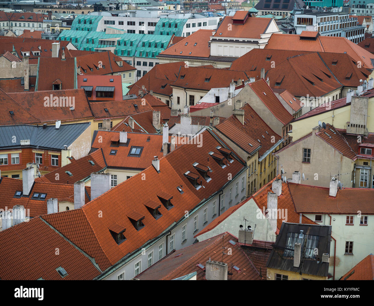 City buildings viewed from Old Town Hall Tower, Old Town Square, Old ...