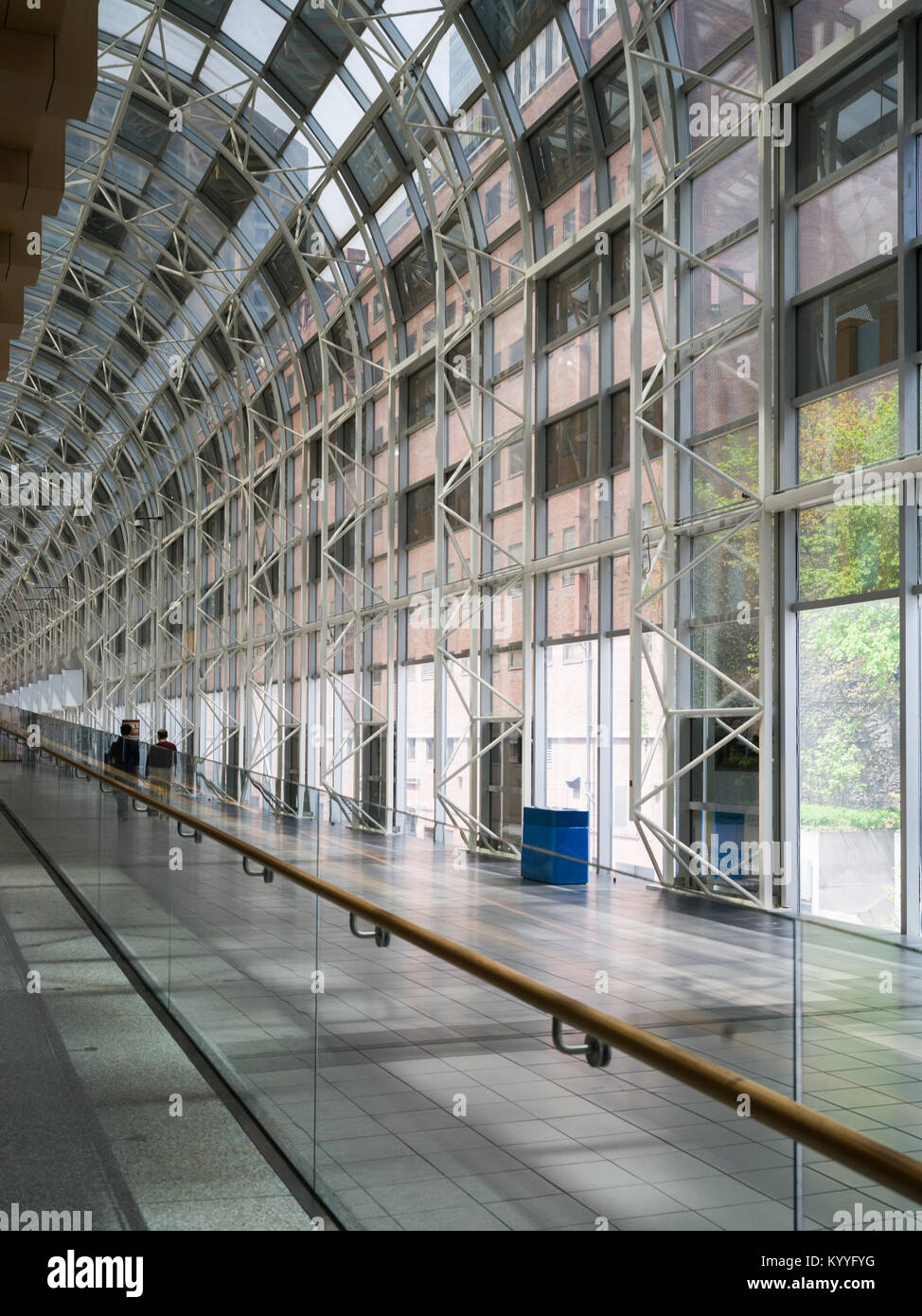 People walking up an interior atrium corridor Toronto, Ontario, Canada ...