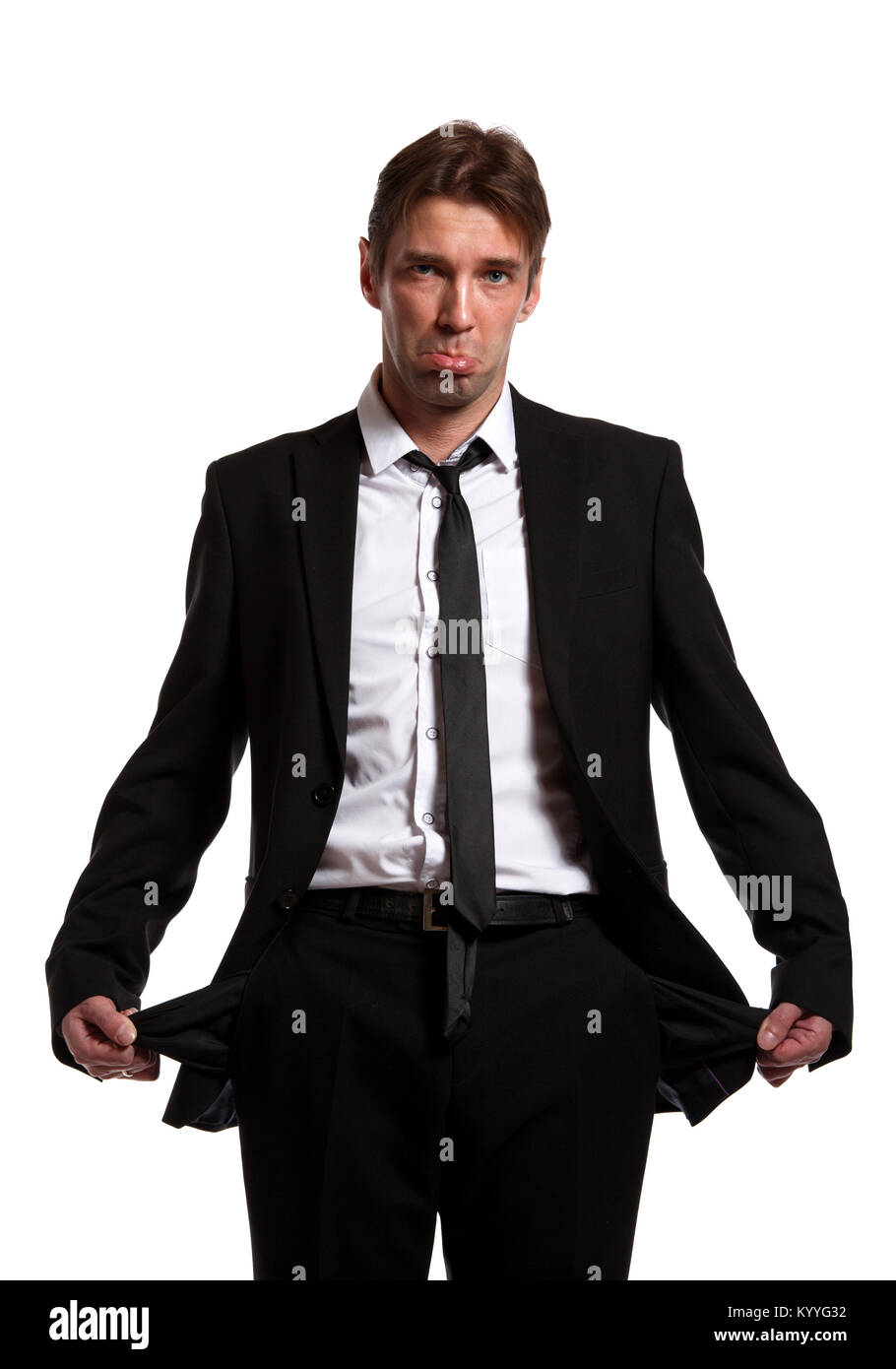 Photo of man in business suit with inverted empty pockets Stock Photo ...