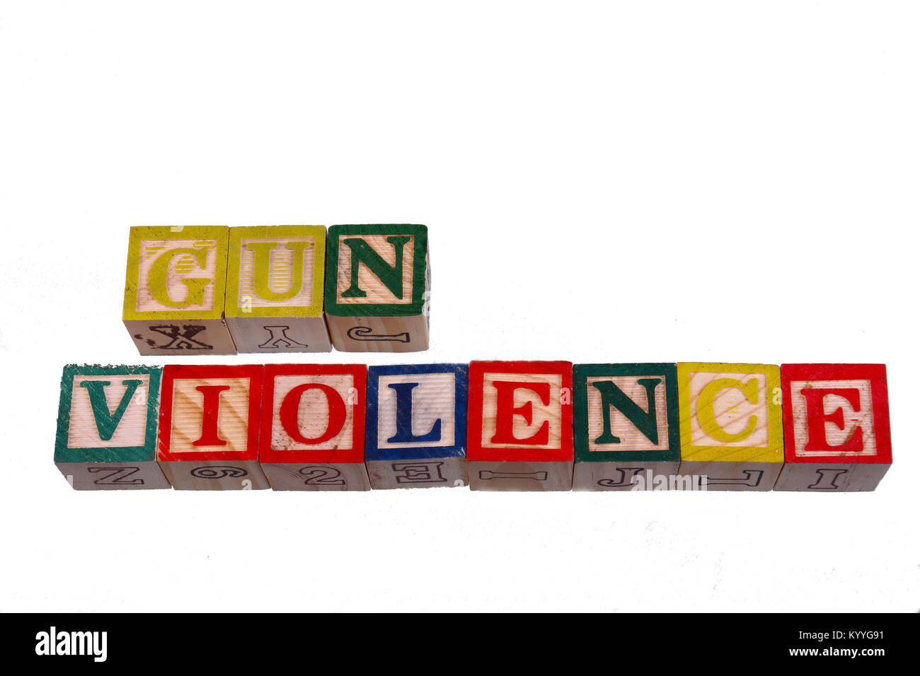 The term gun violence visually displayed on a white background using ...