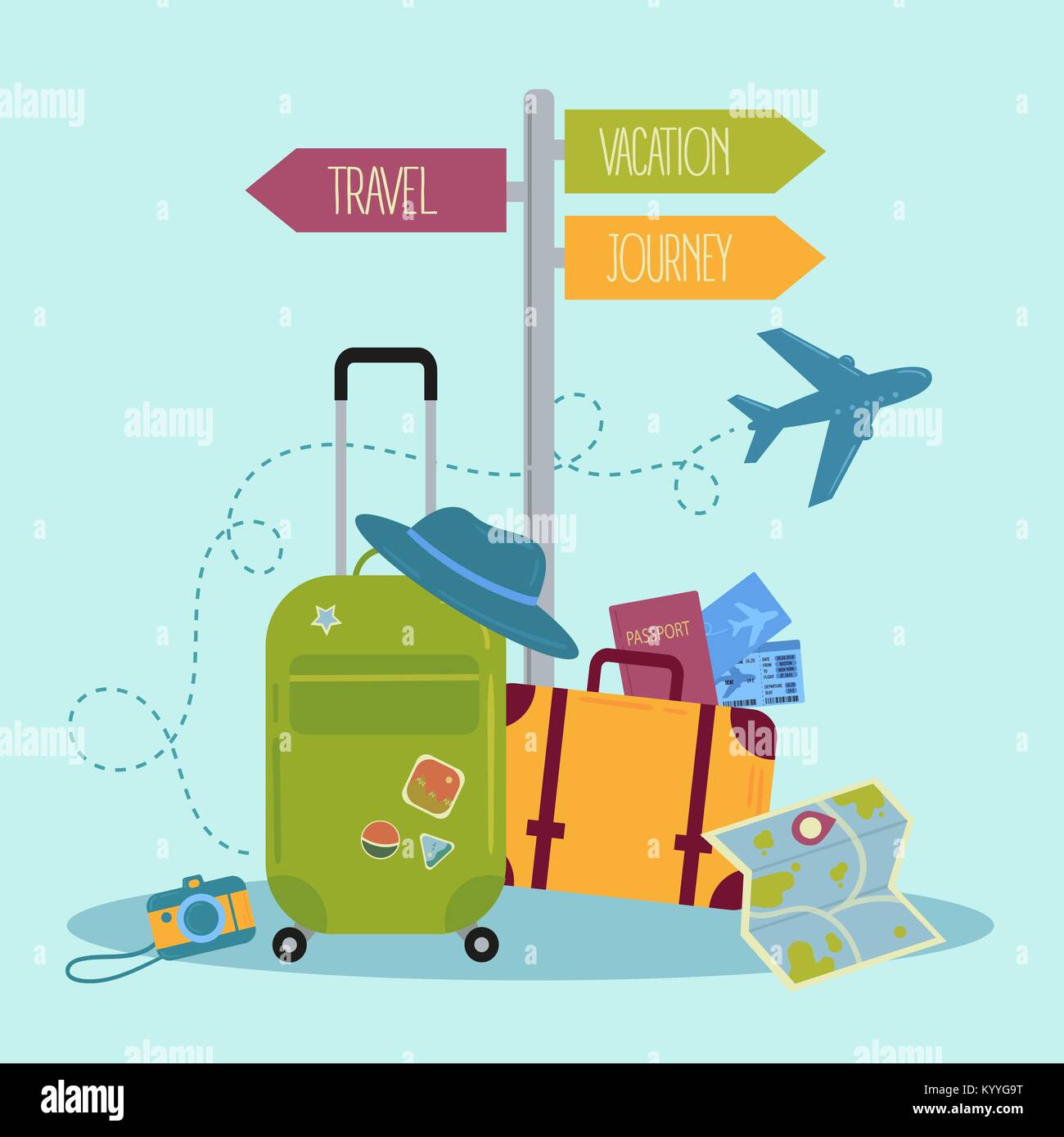 Travel passport tickets airplane Stock Vector Images - Alamy