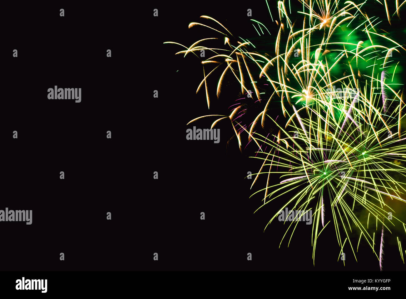 Colorful firework on the night sky. New Year celebration fireworks ...