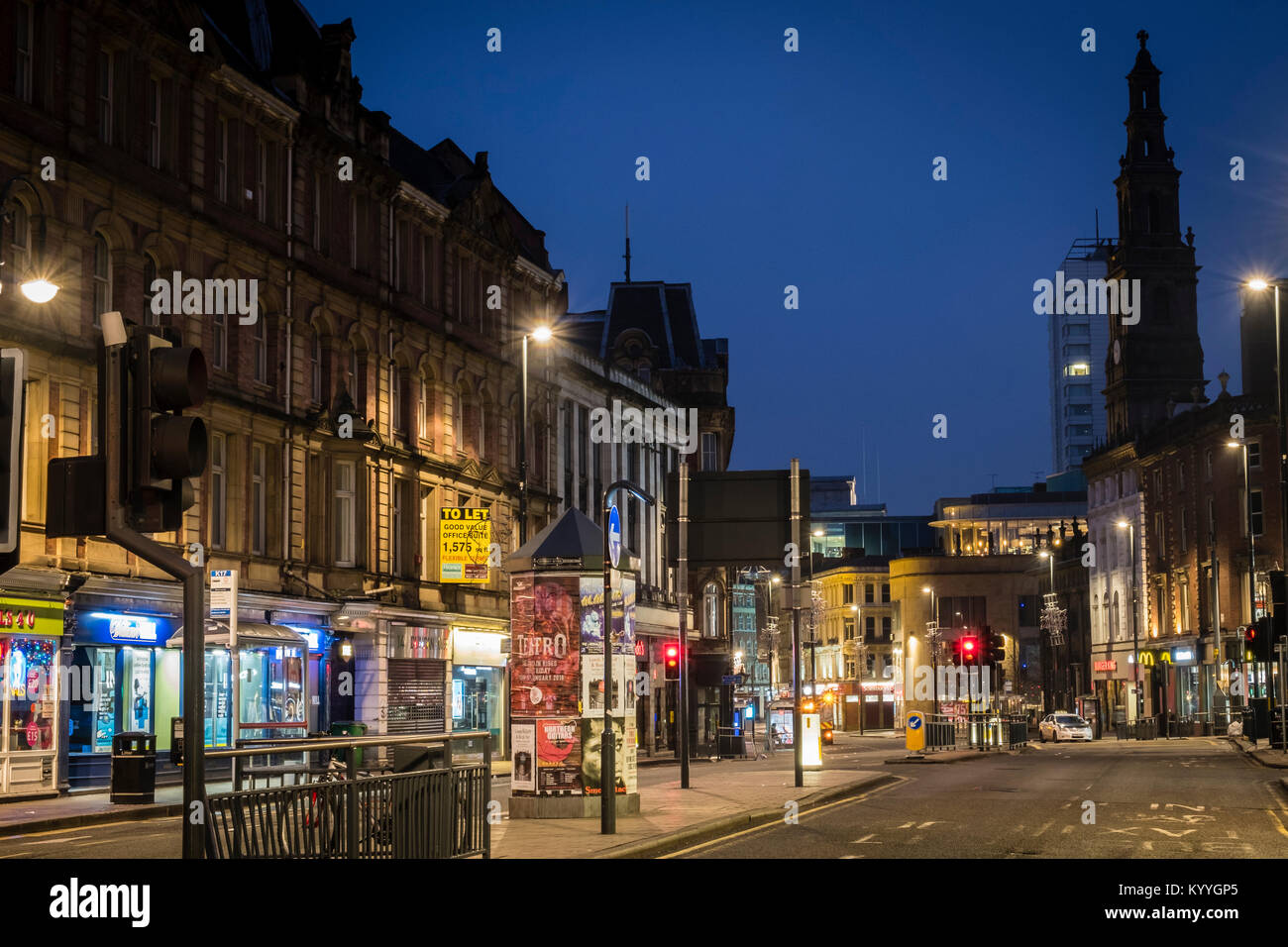 The view down Boar Lane, Leeds City Centre, West Yorkshire, England ...