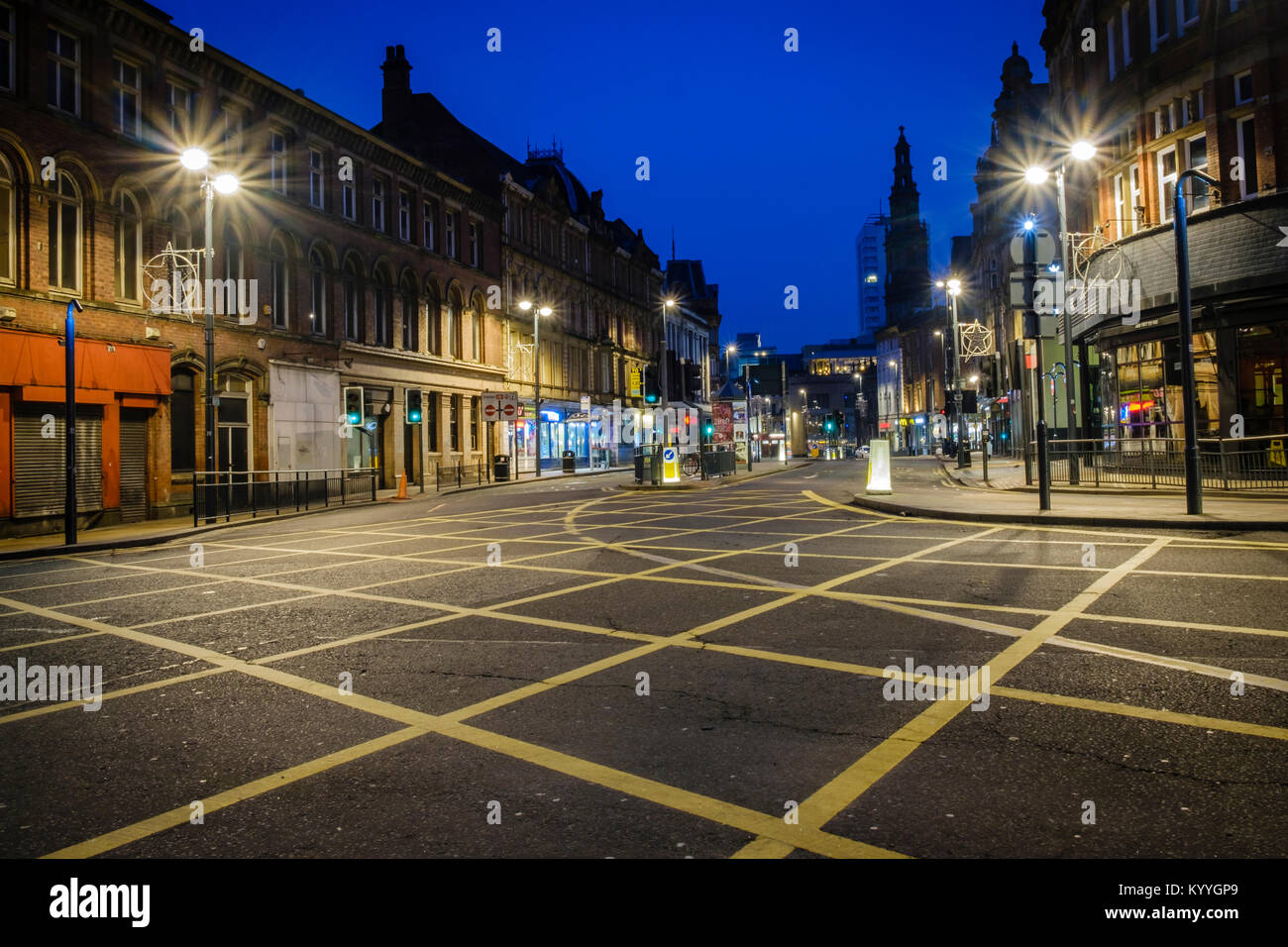 The view down Boar Lane, Leeds City Centre, West Yorkshire, England ...