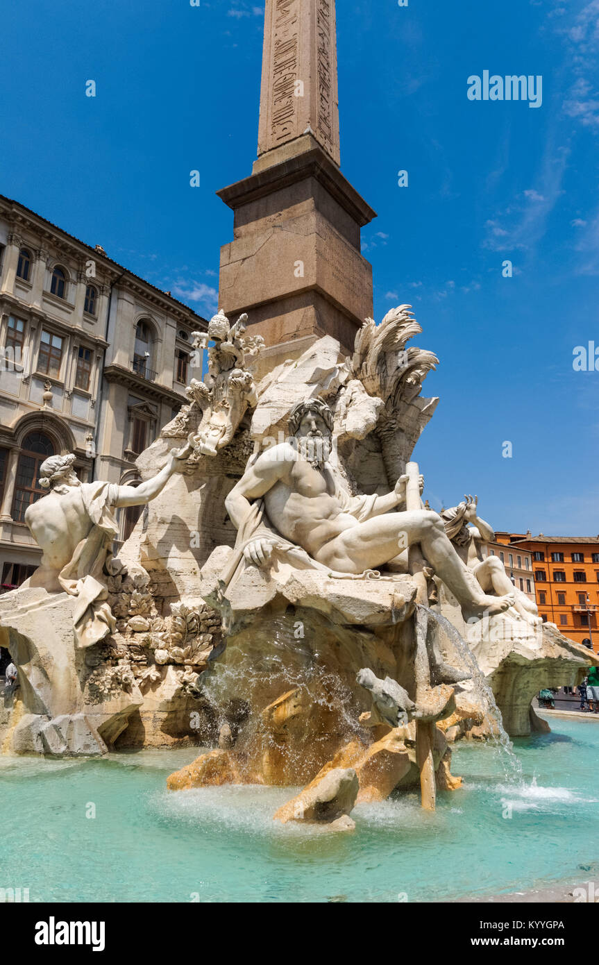 The Fountain of the Four Rivers in the Piazza Navona in Rome, Italy ...