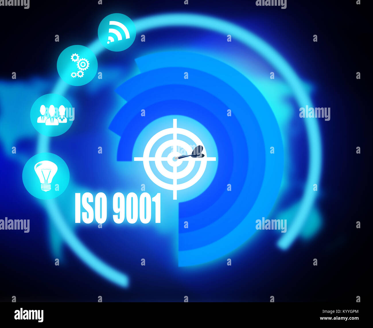 Iso 9001 concept business idea background plan graphic Stock Photo - Alamy