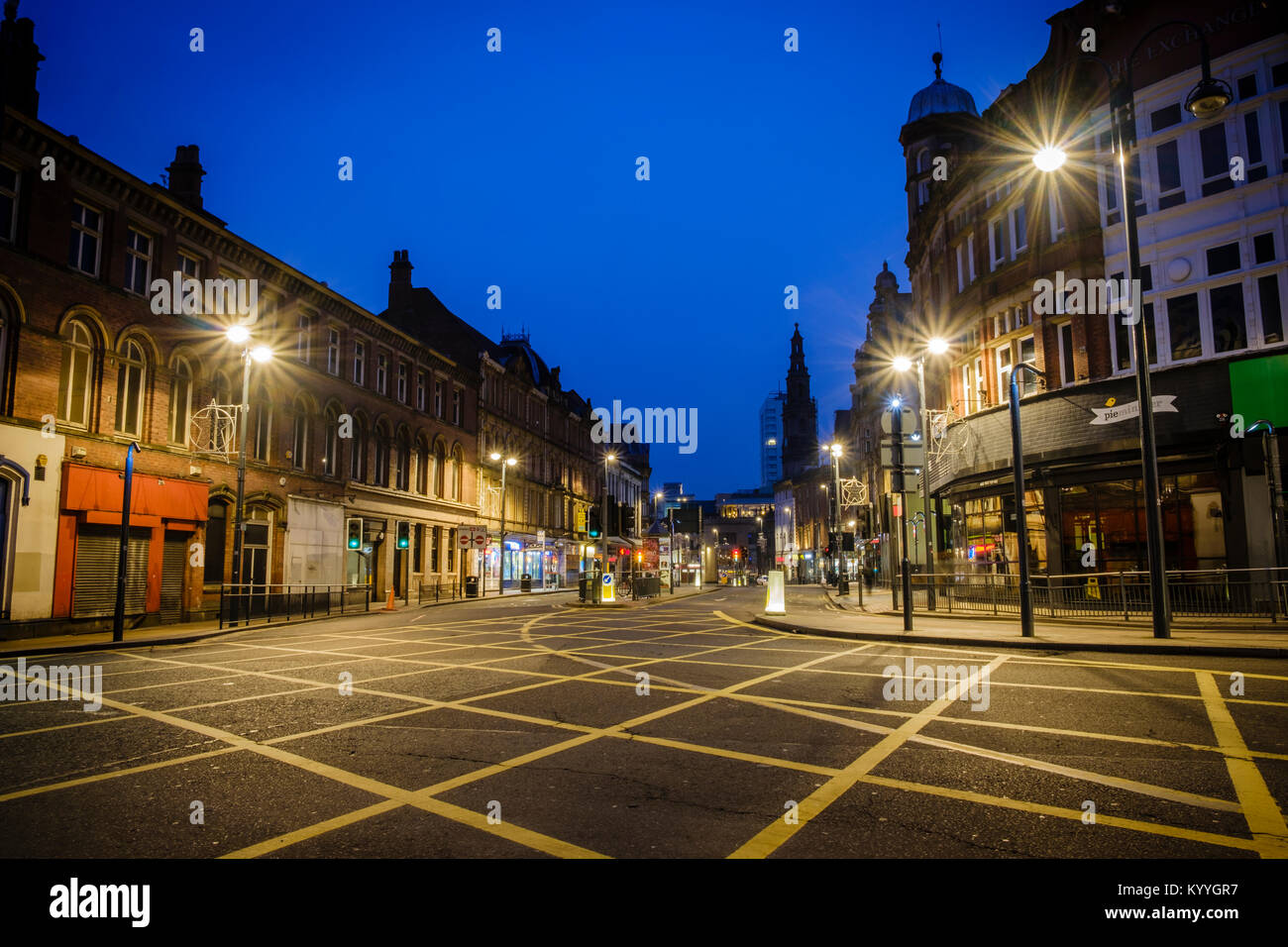 The view down Boar Lane, Leeds City Centre, West Yorkshire, England ...