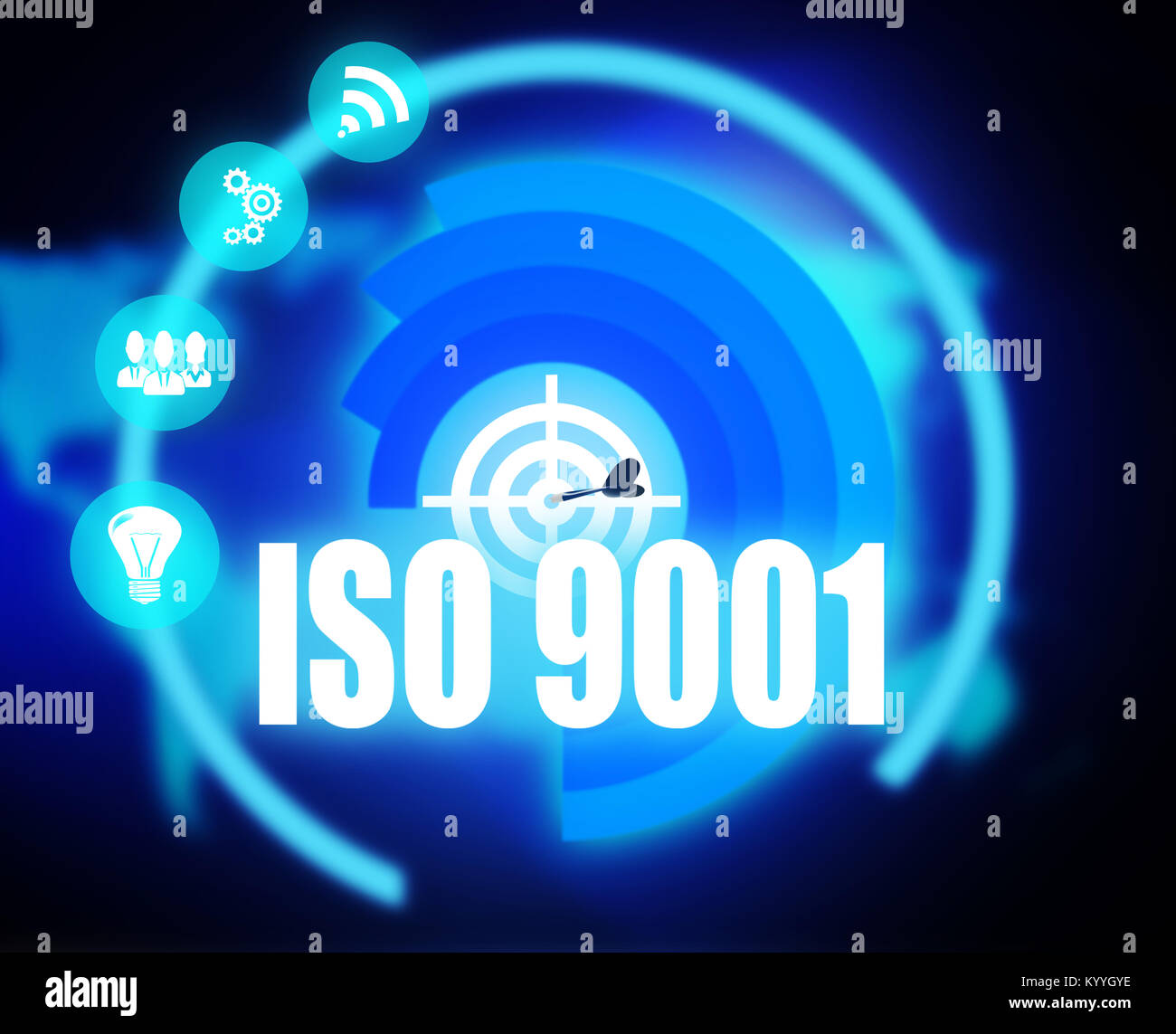 Iso 9001 concept business idea background plan graphic Stock Photo - Alamy