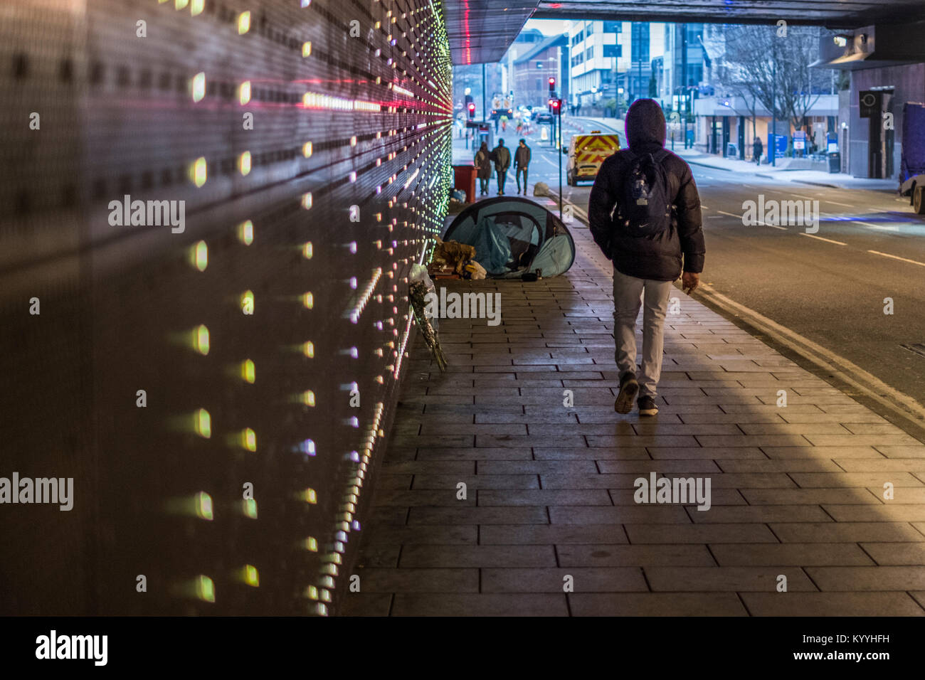 Homeless sleeping inside a tent in Leeds, City Centre, West Yorkshire ...