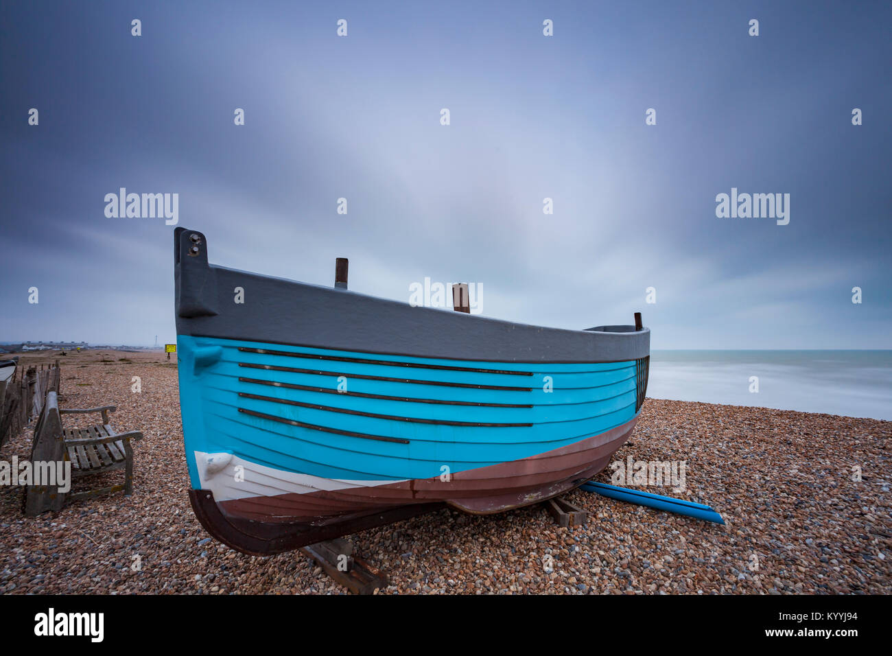 Fishing boat on the beach in Shoreham-by-Sea, West Sussex, England ...