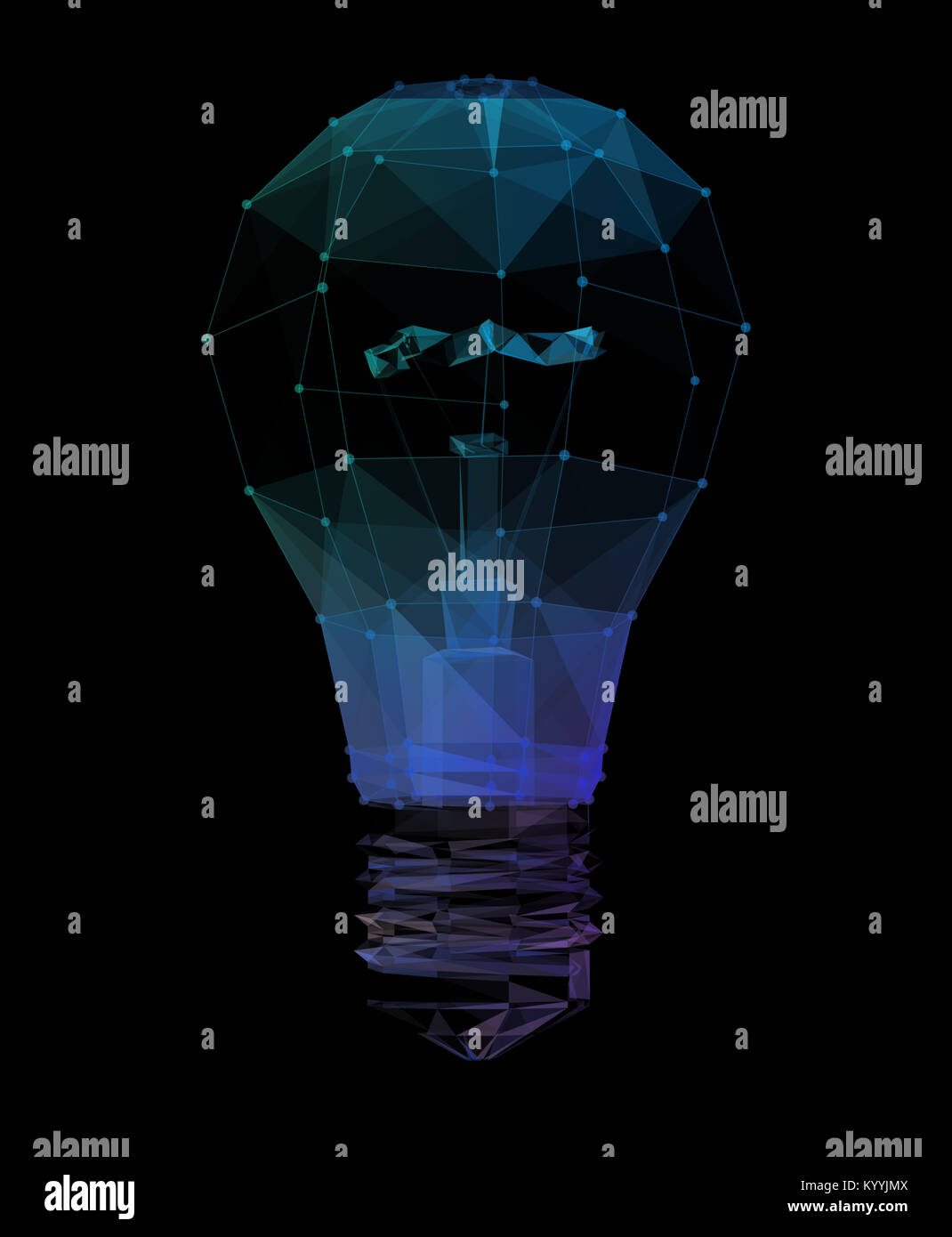 Bulb technology connection network, creative idea concept. 3d ...