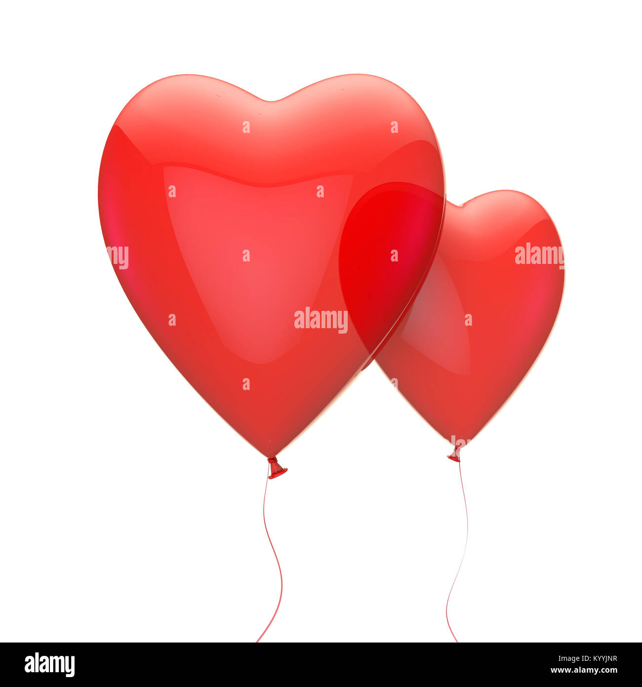 Red heart valentine's love balloons. 3D rendering Stock Photo - Alamy