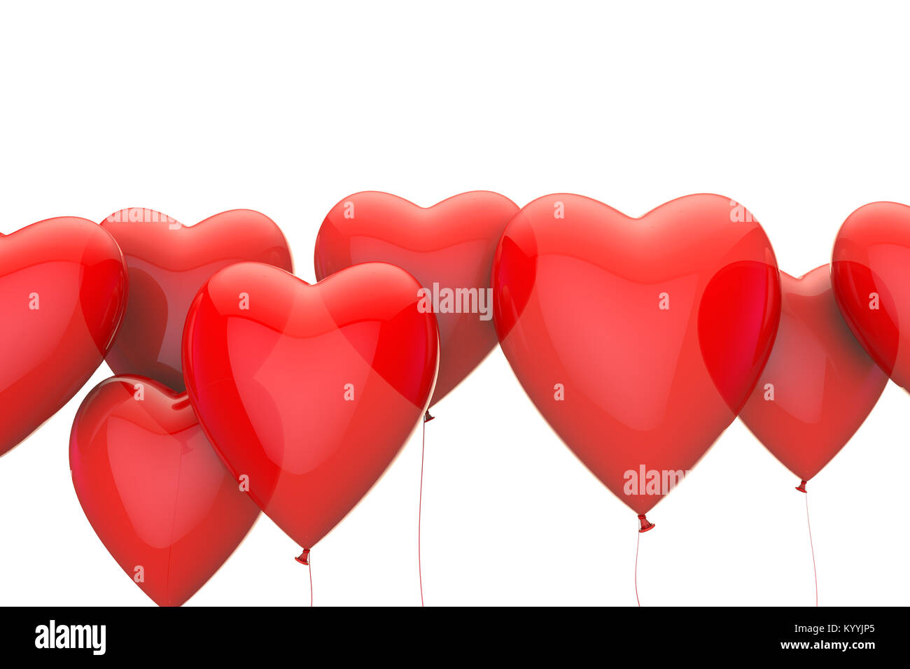 Red heart valentine's love balloons. 3D rendering Stock Photo - Alamy