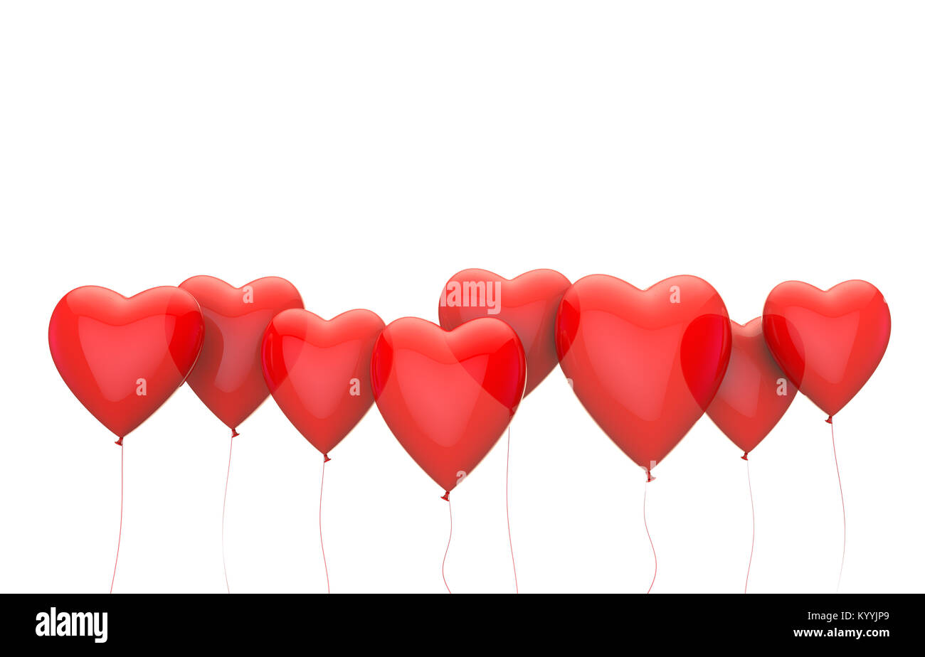 Red heart valentine's love balloons. 3D rendering Stock Photo - Alamy