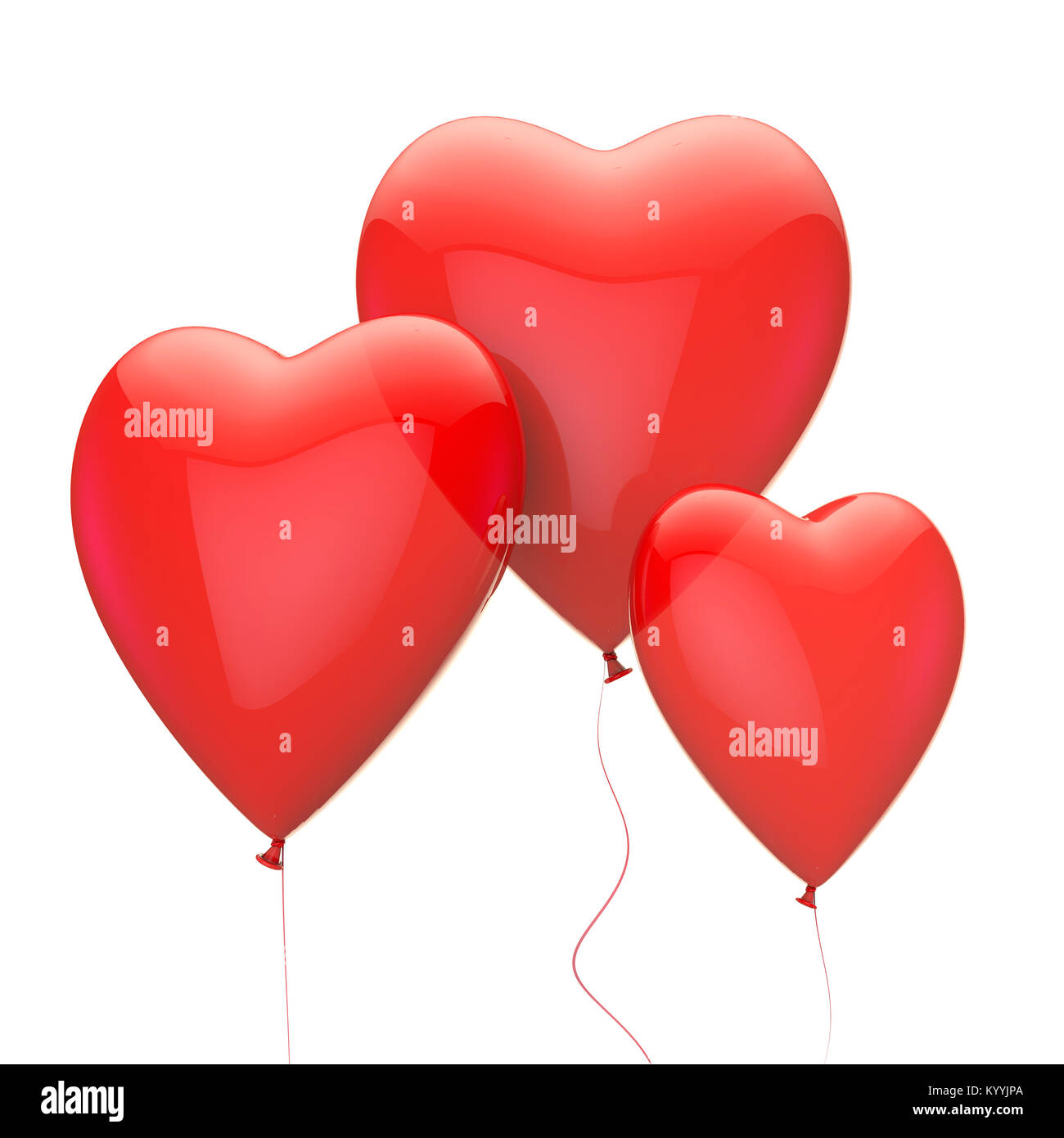Red heart valentine's love balloons. 3D rendering Stock Photo - Alamy