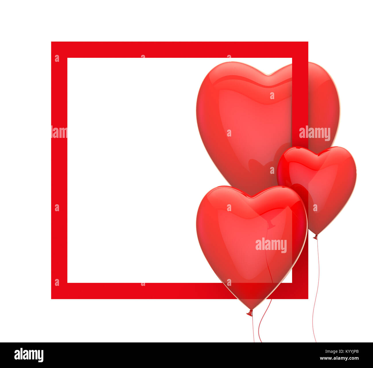 Red heart valentine's love balloons. 3D rendering Stock Photo - Alamy