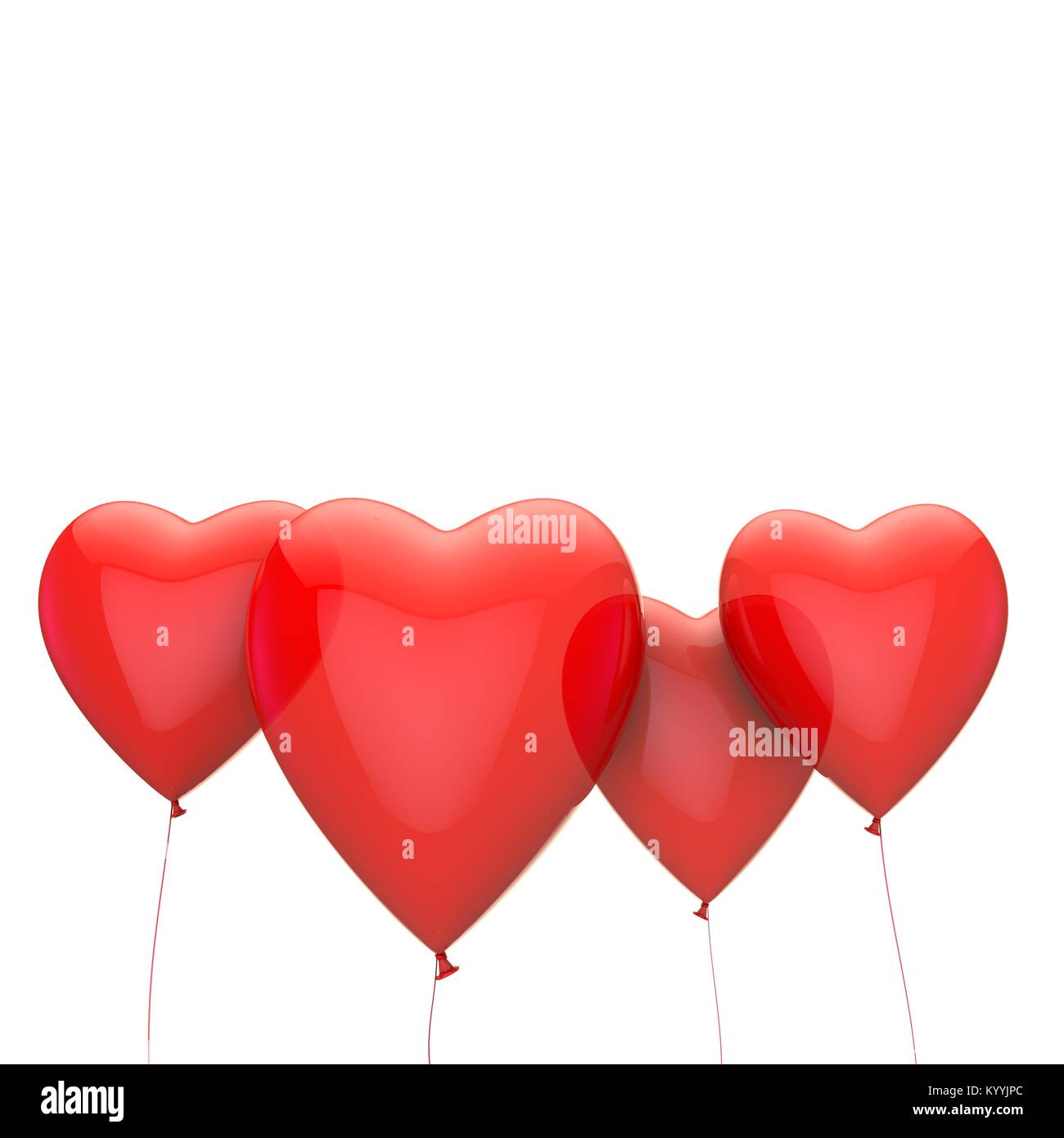 Red heart valentine's love balloons. 3D rendering Stock Photo - Alamy
