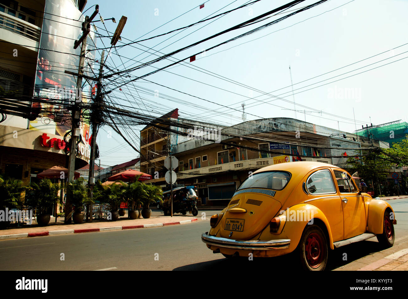 VIENTIANE, LAOS - February 19, 2011: Classic Beetle vehicle in the Laos ...