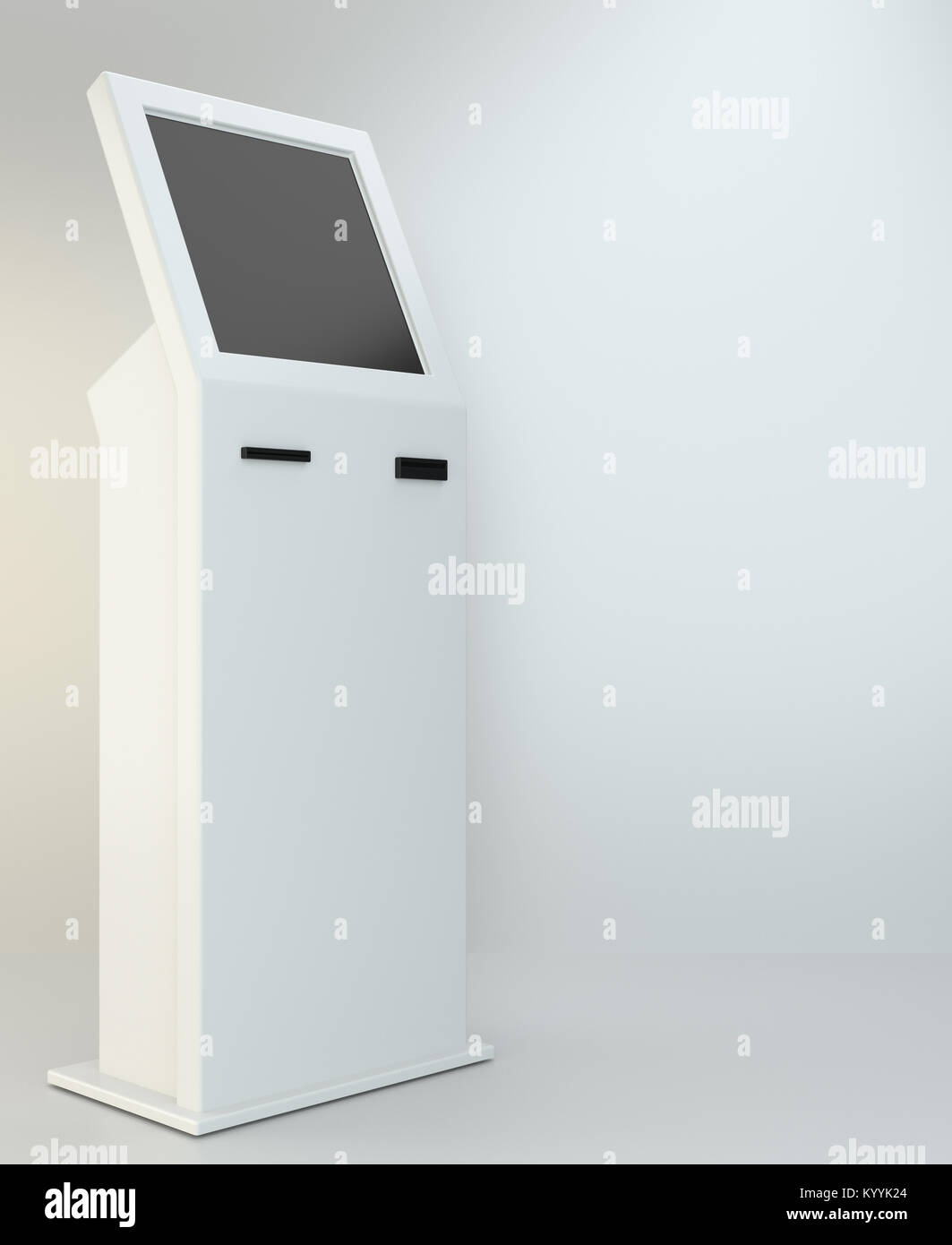 Information kiosk. interactive terminal on white background. 3d ...