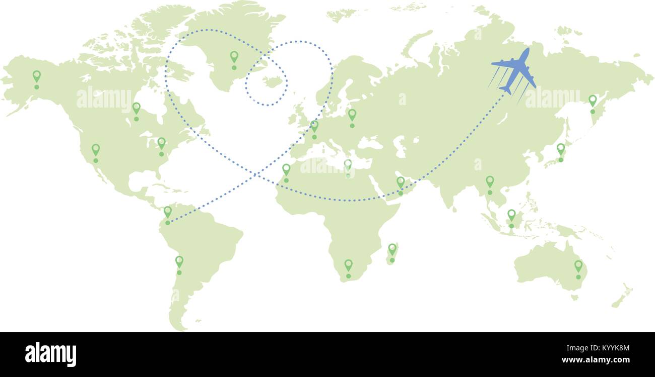 World map and plane Stock Vector Image & Art - Alamy