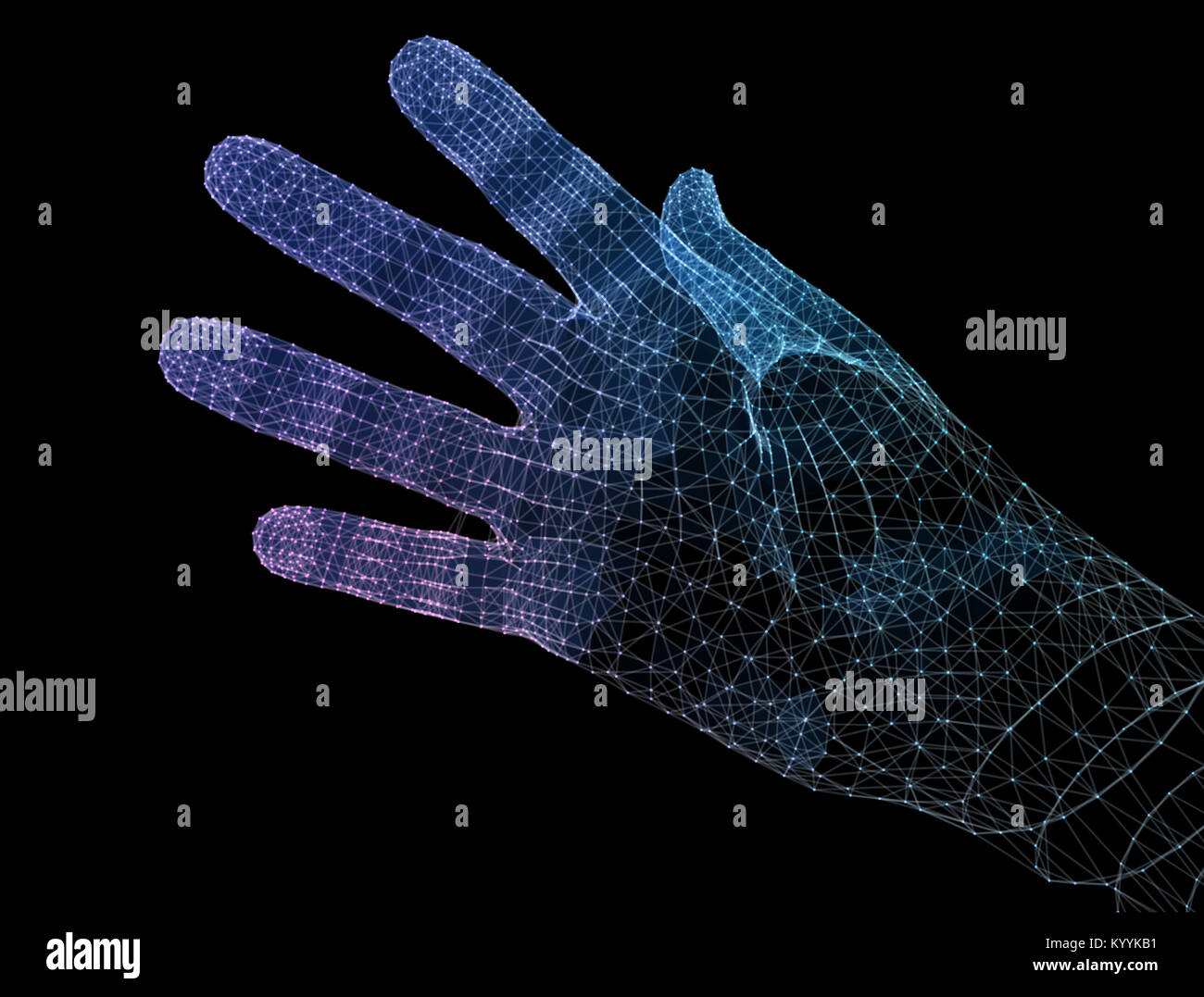 Hands network connections, sense of technology 3d illustration Stock ...