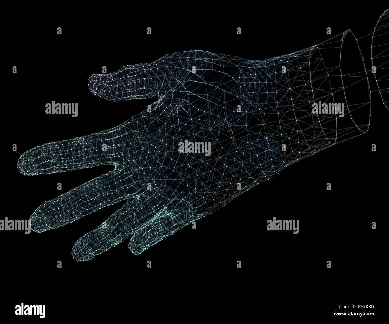 Hands network connections, sense of technology 3d illustration Stock ...