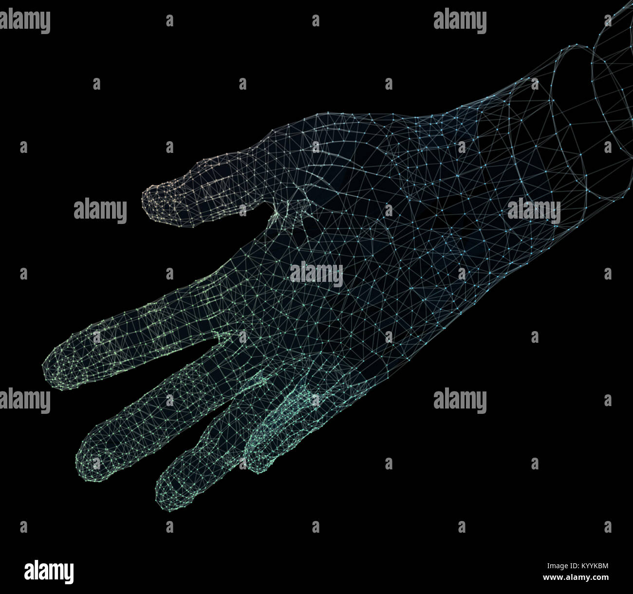Hands network connections, sense of technology 3d illustration Stock ...