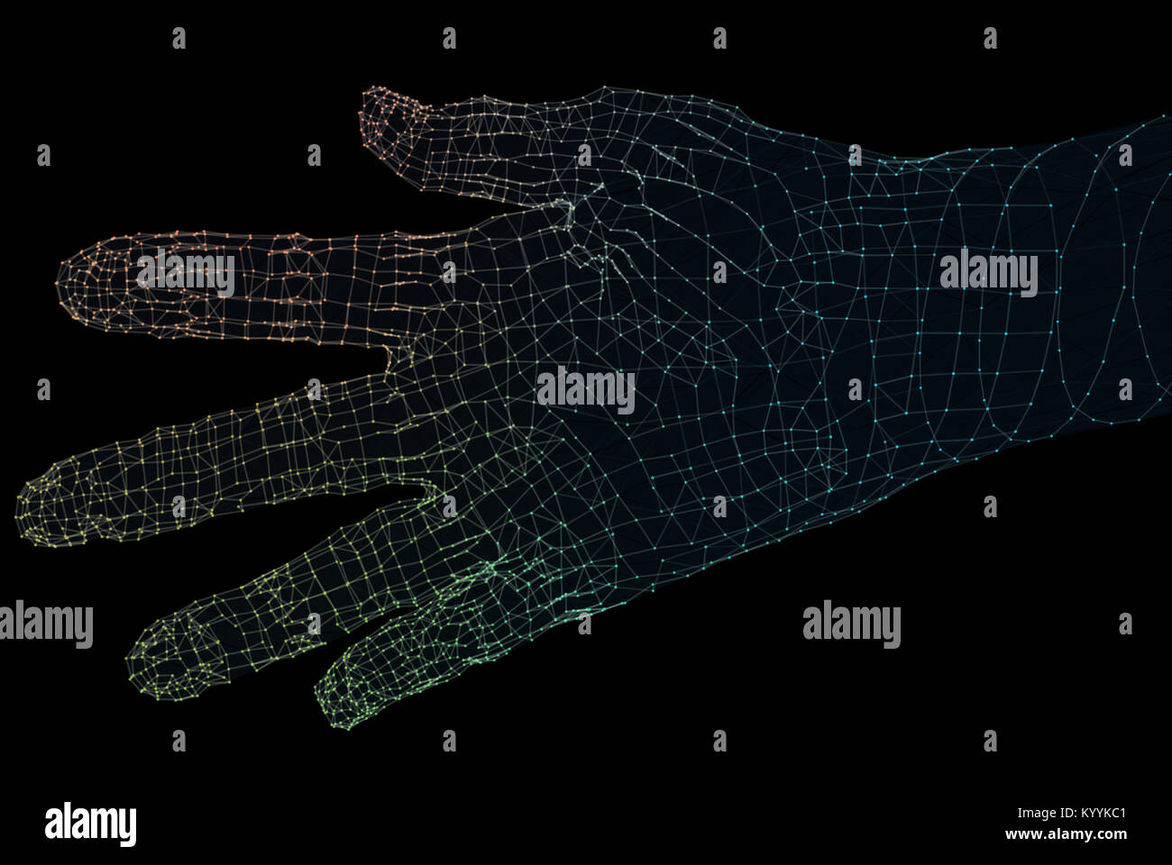 Hands network connections, sense of technology 3d illustration Stock ...