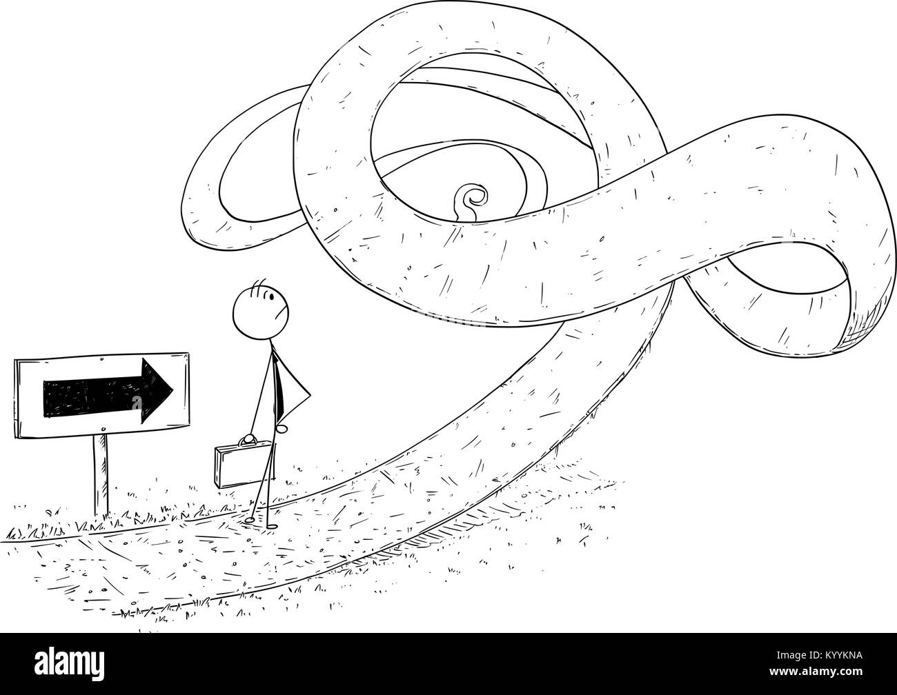 Conceptual Cartoon of Businessman Facing Crisis Stock Vector Image ...