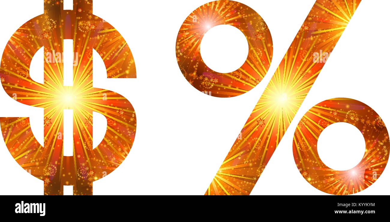 Set of signs, dollar and percent, firework Stock Vector Image & Art - Alamy