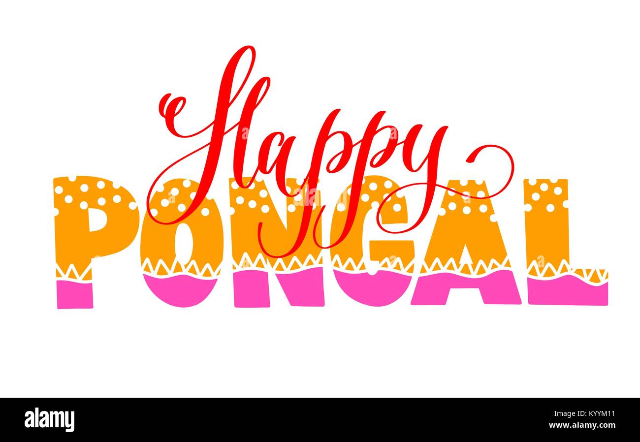 happy pongal hand lettering inscription text to south indian harvest ...