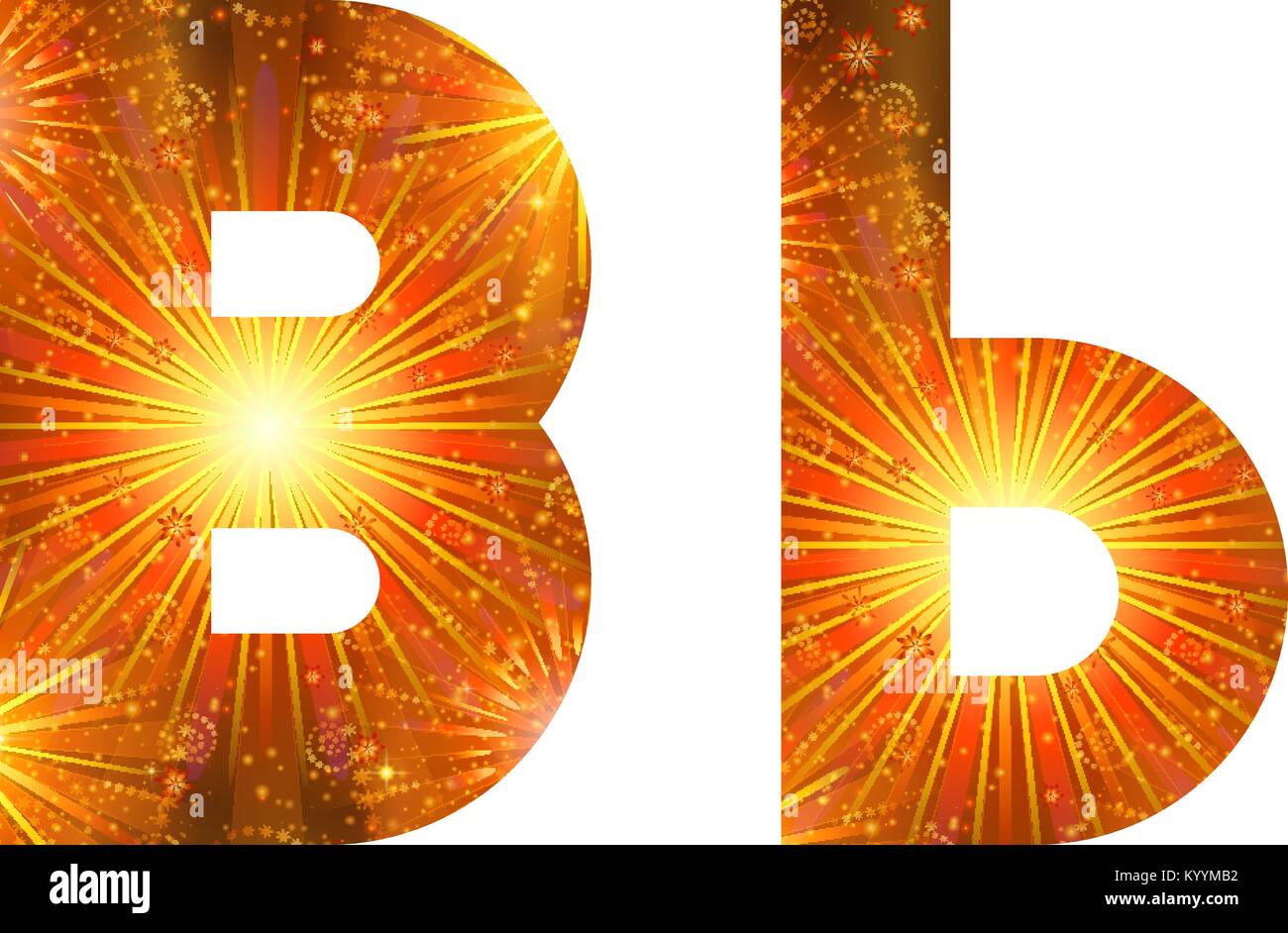 Set of English letters signs uppercase and lowercase B, stylized gold ...