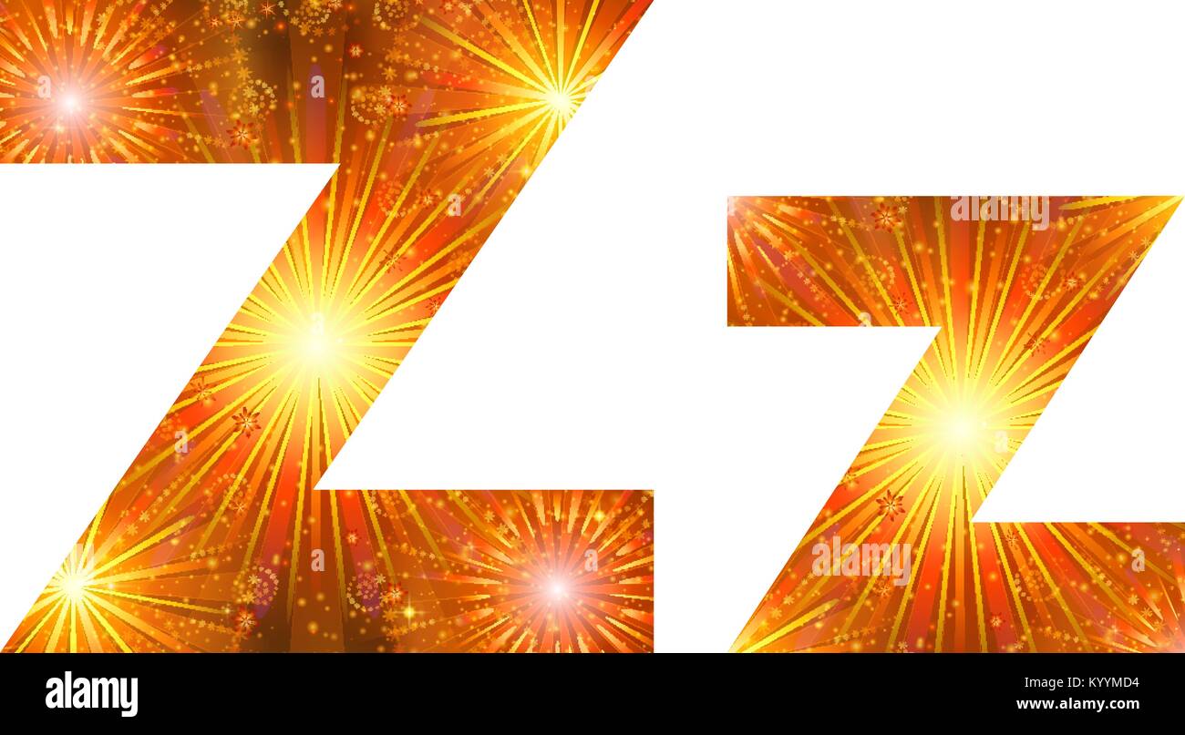 Set of English letters signs uppercase and lowercase Z, stylized gold ...