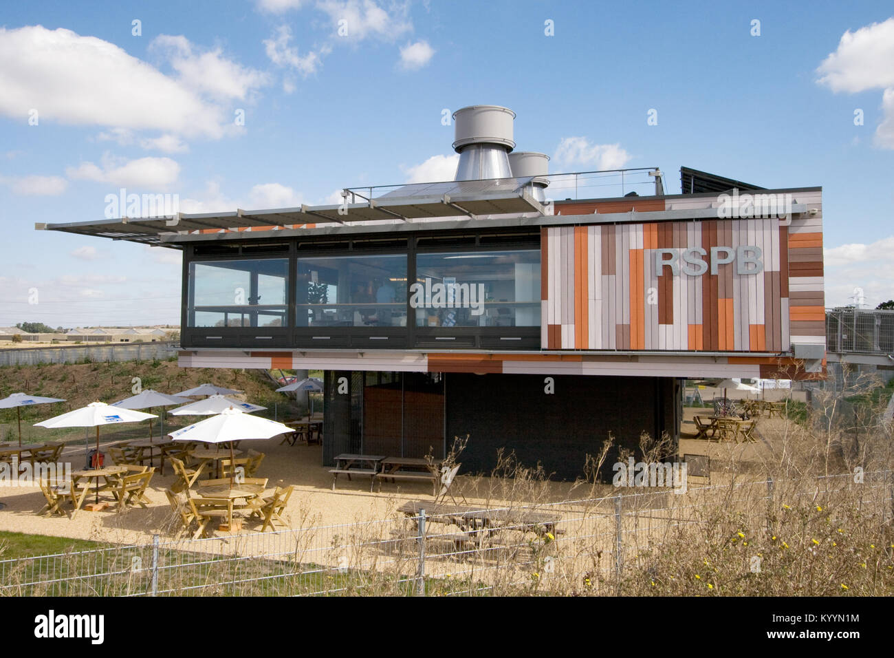 RSPB visitors' centre, Rainham Marshes Nature Reserve, Essex UK Stock ...