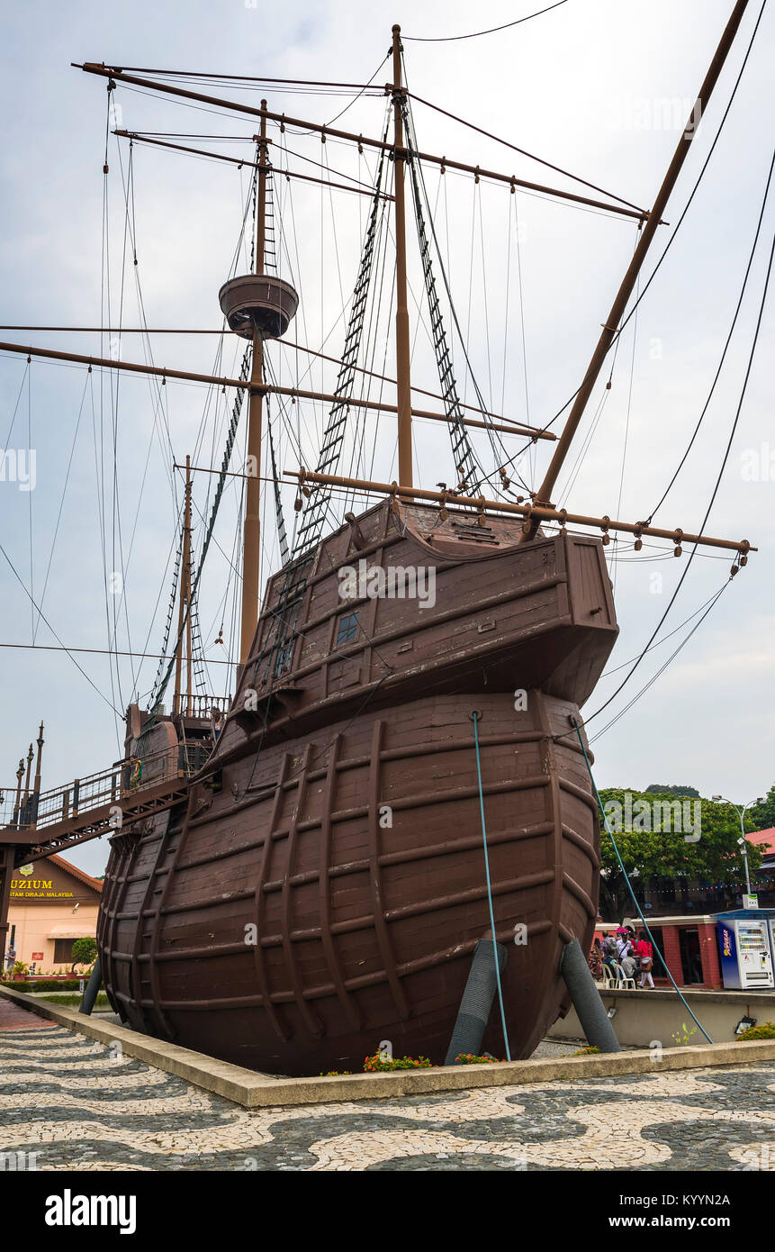 Melaka, Malaysia - August 01, 2015: Ship, Malacca Maritime Museum. The ...